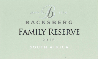 Backsberg Estate Cellars, Family Reserve Red Coastal Region (2015 ...